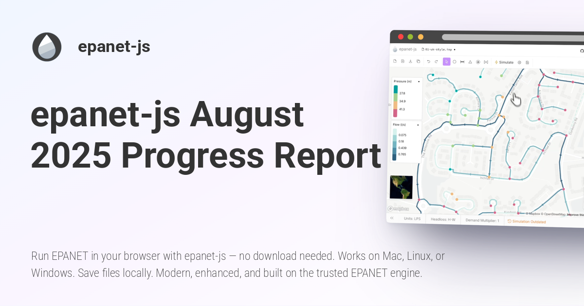 epanet-js August 2025 Progress Report - epanet-js