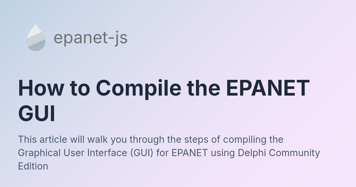 How to Compile the EPANET GUI | epanet-js